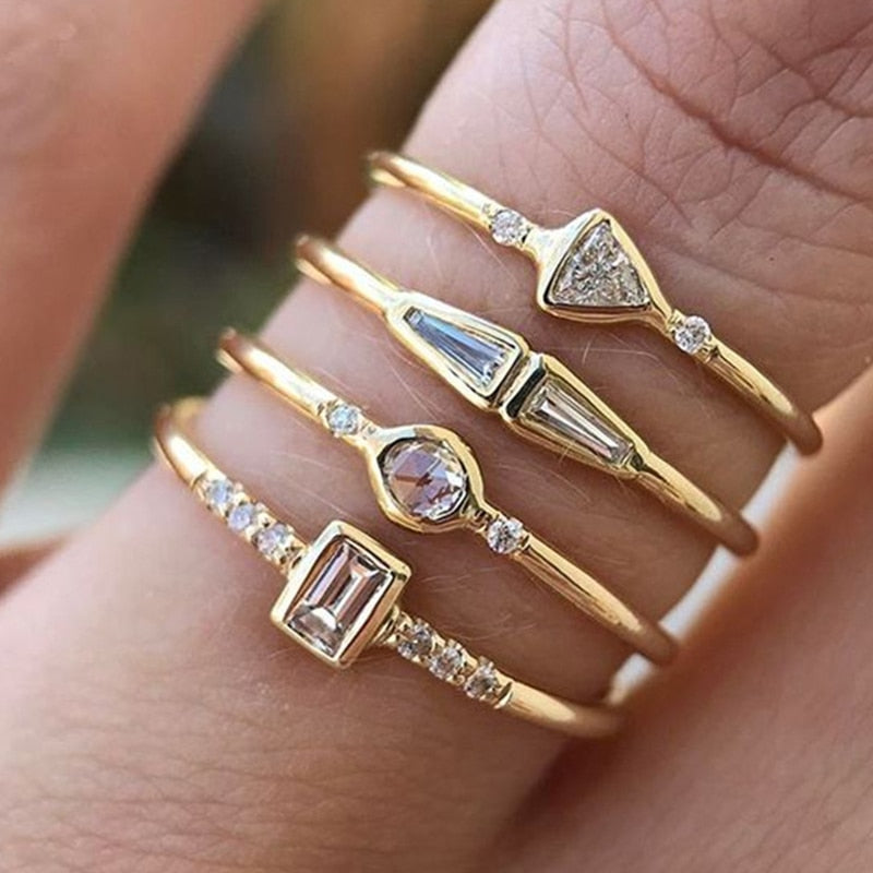 Boho 4pcs/Set Luxury Crystal Rings – Cutie Gifts Store