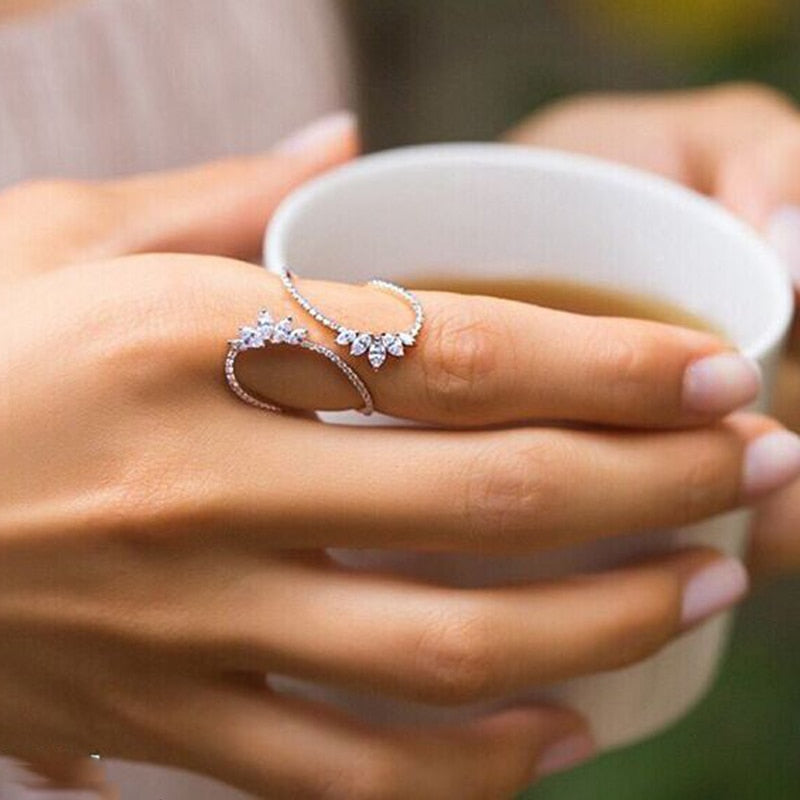 Modern Minimalist Crystal Open Ring – Cutie Gifts Store